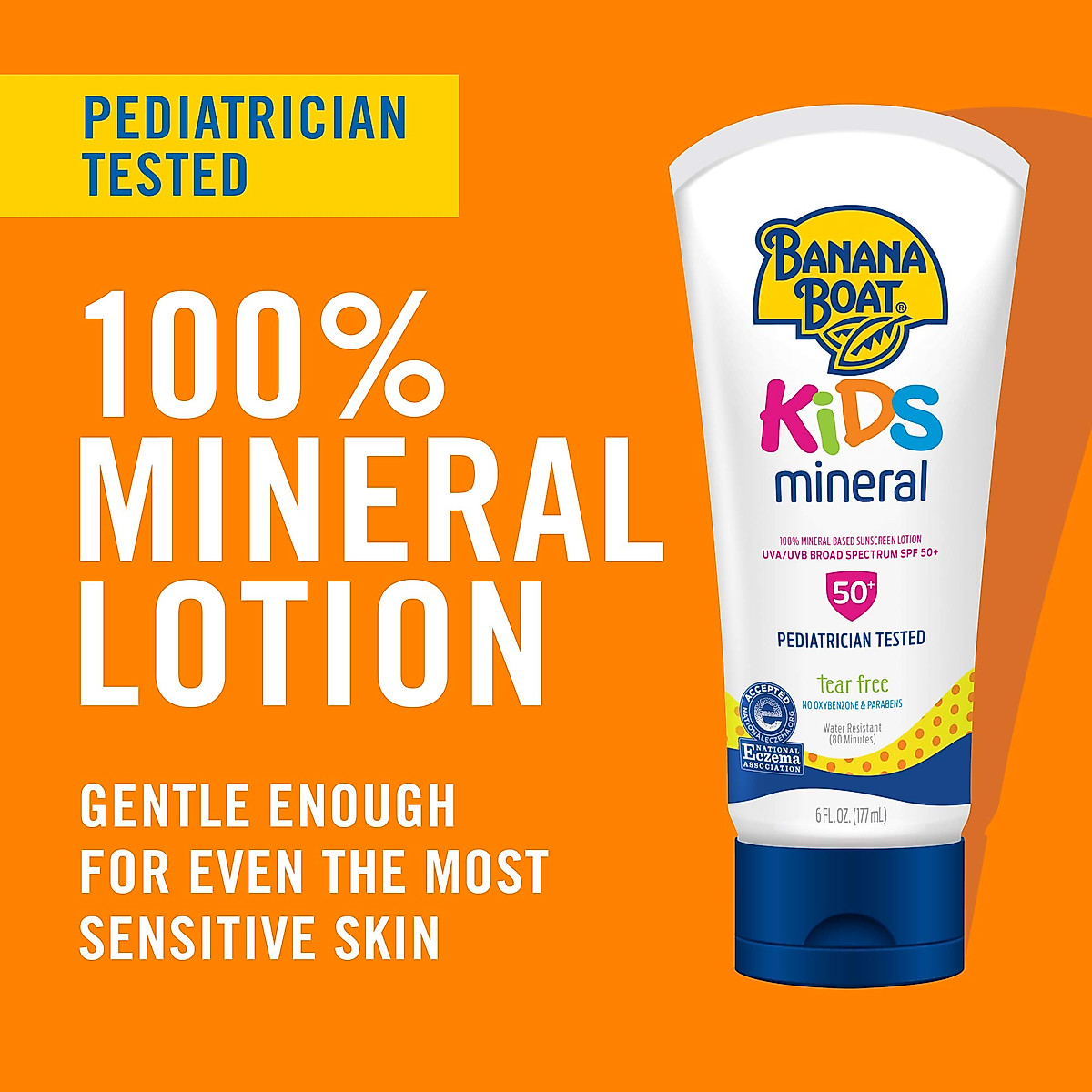 Banana Boat Kids 100% Mineral Sunscreen Lotion SPF 50, Twin Pack | Kids Sunscreen, Kids Sunblock, Banana Boat Mineral Sunscreen for Kids, Oxybenzone Free Sunscreen SPF 50, 6oz each (Pack of 2)