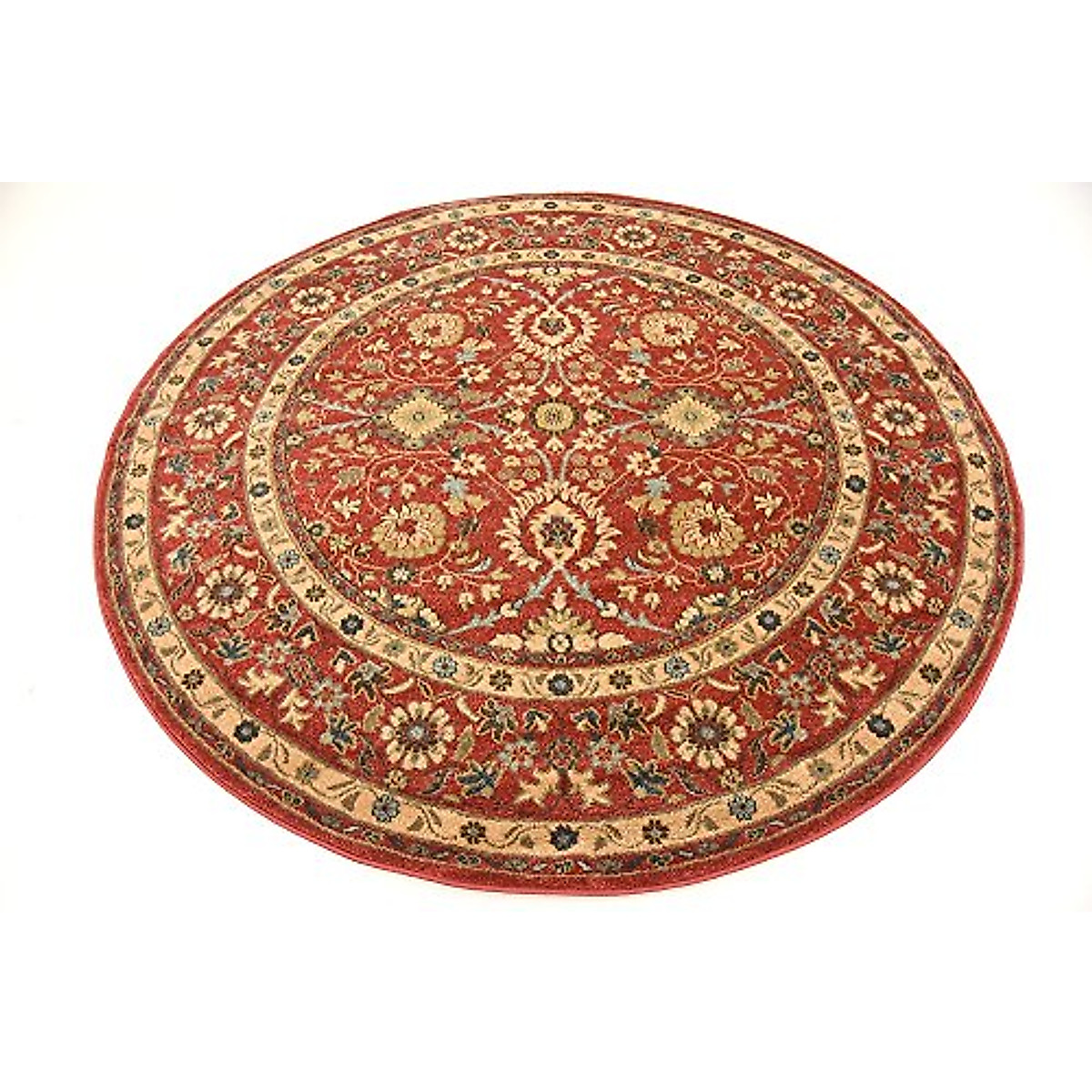 Unique Loom Edinburgh Collection Classic Oriental Traditional French Cottage Inspired Intricate Design Area Rug, 6 ft x 6 ft, Red/Beige