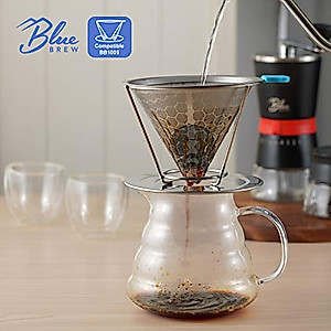 BLUE BREW BB1008 600 ML(20oz), Glass Coffee Server for Pour Over Coffee Maker, Heat Resistant Glass Coffee Carafe