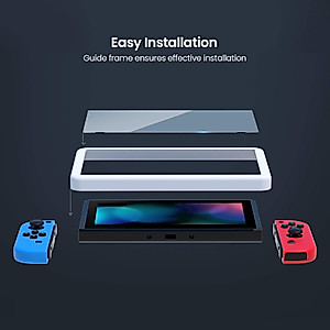 tomtoc [2 Pack Tempered Glass Screen Protector for Nintendo Switch, Easy Installation with Alignment Frame, Anti-Scratch, HD Clear