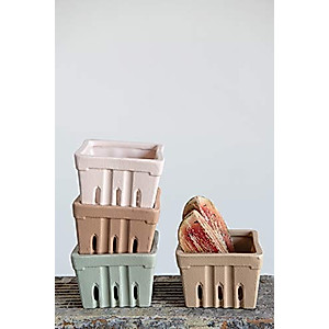 Creative Co-Op Square Stoneware (Set of 4 Colors) Berry Baskets, Multicolor, 4 Count