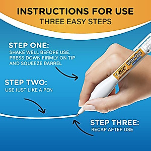 BIC Wite-Out Brand Shake 'n Squeeze Correction Pen, 8 ML Correction Fluid, 1 Count Pack of white Correction Pens, Fast, Clean and Easy to Use Pen Office or School Supplies