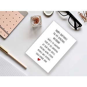 Longkado Sweet Happy Birthday Day Card for Amazing Husband, Humorous Birthday Card for Him from Wife, Another Year Bday Card as A Gift