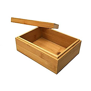Bamboo wood storage box with cover, wooden storage box combination, storage box, bamboo, natural, unpainted,wooden box wooden packaging, gift box,storage tea box (6.3X4.72X2.76 inch)