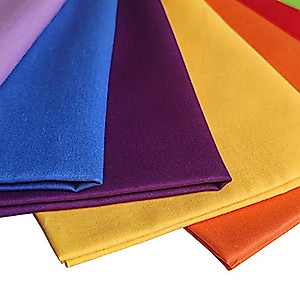 Gnognauq 7pcs 18" x 22" Rainbow Printed Plain Pure Cotton Fabric Pre-Cut Patchwork Fabric Bundles Sewing Square for DIY Sewing Quilting Handmade Scrapbooking