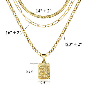 JoycuFF Gold Necklace for Women, Layered Trendy Jewelry for Teen Girls Aesthetic Birthday Gifts for Best Friends Initial Necklace Letter A Pendent 18K Gold Plated