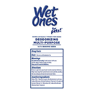 Wet Ones for Pets Desmellizing Multi-Purpose Dog Wipes with Baking Soda Dog Desmellizing Wipes for All Dogs in Tropical Splash Scent, Wet Ones Wipes for Desmellizing Dogs| Hundred Ct Pouch Dog Wipes