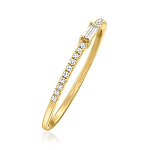 RS Pure by Ross-Simons 0.15 ct. t.w. Baguette and Round Diamond Ring in 14kt Yellow Gold. Size 6