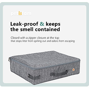 Large Portable Cat Travel Litter Box with Zipperd Top for Medium, Large or Multiple Cats. Odor Control, Leak-Proof, Lightweight for Easy Carry, Easy Storage, Easy to Clean