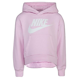 Nike Girl's Club Fleece Hi Low Pullover (Little Kids) Pink 6 Little Kid