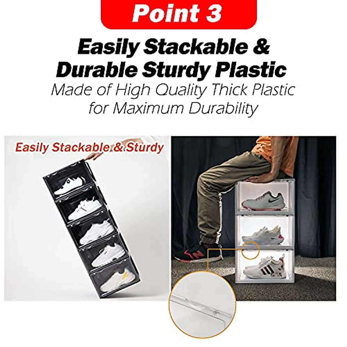 Letusto Premium Shoe Storage Boxes - Clear Plastic Shoe Throne Display Case (6 pack, Neon Green), Stackable Shelves Large Sneaker Containers Cases with Lids + 6 Hygiene Pads & Shapers