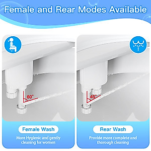Bidet Attachment for Toilet Hot and Cold, Non-Electric Mechanical Bidet Bidet Toilet Attachment with Dual Nozzle, Rear &Feminine Wash, Fresh Water Sprayer with Adjustable Water Pressure