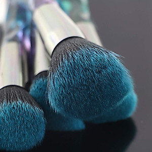 Makeup Brushes, 10PCs Professional Cosmetic Brush Set Special Shiny Foundation Face Powder Brush Eyeshadows Blending Blush Brushes Colorful Plastic Handle (Blue)