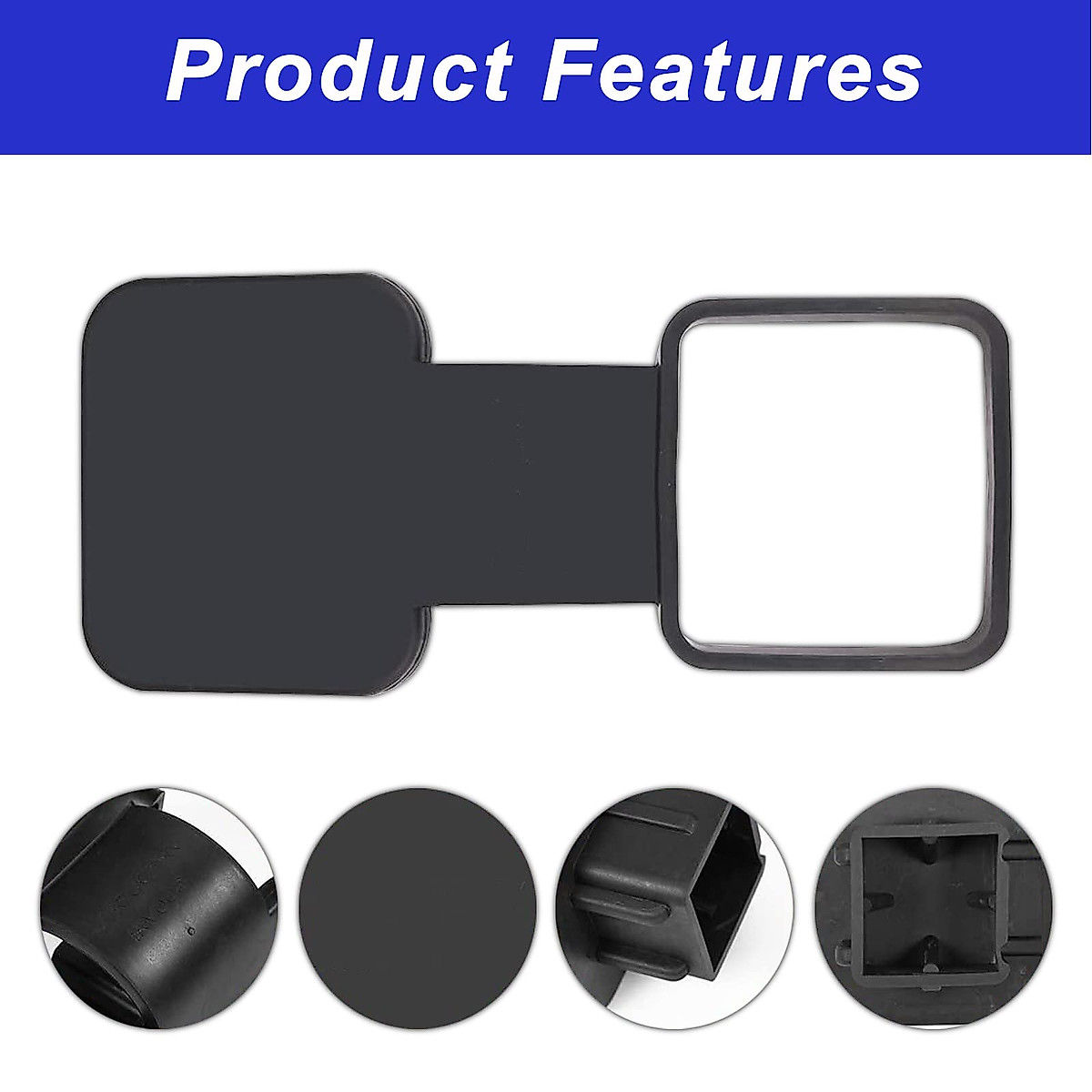 Jawmoy 1 PC Car Trailer Cover, 2 Inch American Traction Cover, Square Mouth Plug Protection Cover, Car Trailer Hitch Cover (Black)