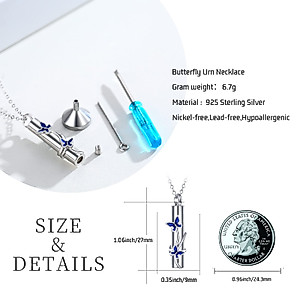 StoryMidir Butterfly Cremation Jewelry for Ashes 925 Sterling Silver Butterfly Urn Necklaces for Ashes Keepsake Pendant Promise Memorial Jewelry Gifts for Men Women