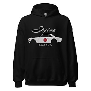 Skyline Hakosuka GT-R Japanese JDM Vintage Datsun GTR Art Unisex Hoodie Black