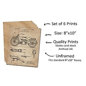 Drummer Gifts for Men - Music Wall Decor - Set of 6 (8x10) Unframed Drum Patent Wall Art Prints - Music Room Studio Decorations - Percussionists Teachers Musicians