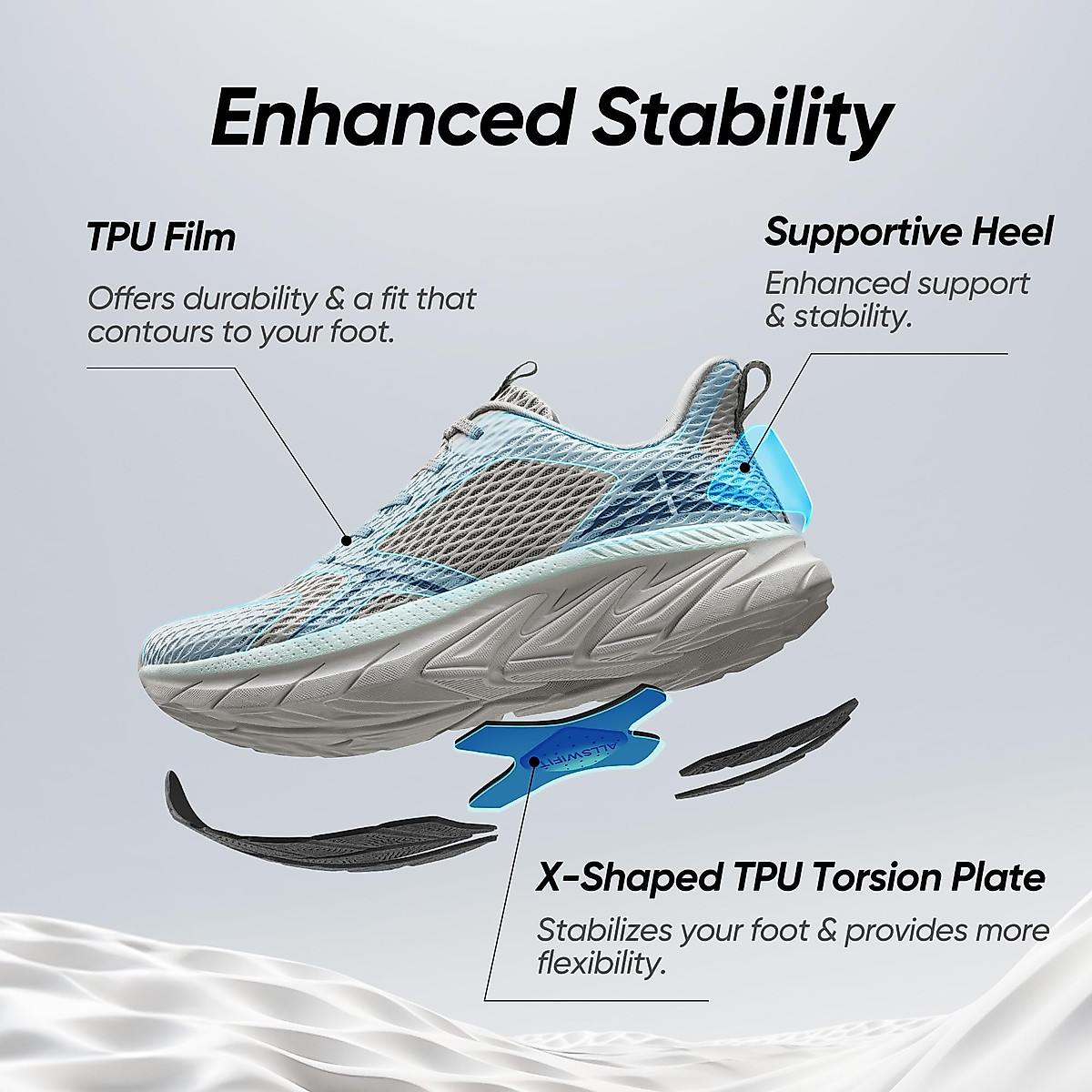 ALLSWIFIT Men's Comfortable Walking Shoes Running Tennis Athletic Gym Workout Cross Training Sneakers,Size 11,Grey,SARR009M