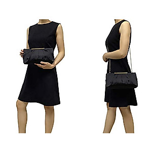 CHARMING TAILOR Clutch Evening Bag Elegant Pleated Satin Formal Handbag Simple Classy Purse for Women (Black)