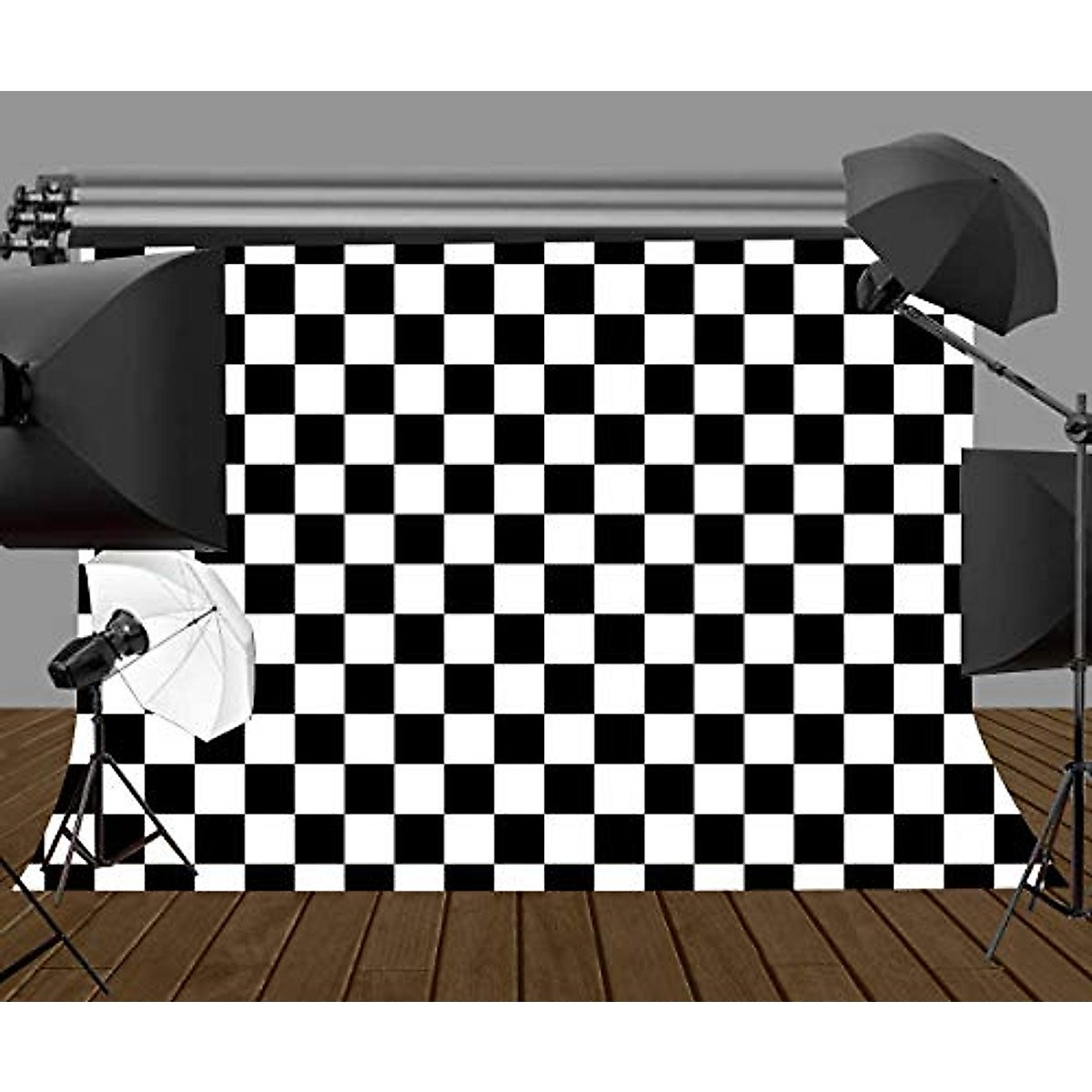 LYLYCTY 7x5ft Checkers Backdrop Black and White Racing and Checkered Pattern Photo Booth Chess Board Texture Grid Photography Background LYZY0505