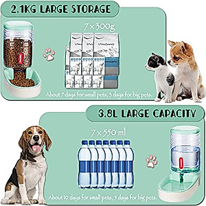 Automatic Pet Feeder Small&Medium Pets Automatic Food Feeder and Waterer Set 3.8L, Travel Supply Feeder and Water Dispenser for Dogs Cats Pets Animals