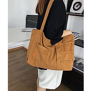 Canvas Tote Bag Shoulder Bag Womens Chic Hobo Bag Large Capacity Handbags Casual Canvas Beach Bag for Men Women