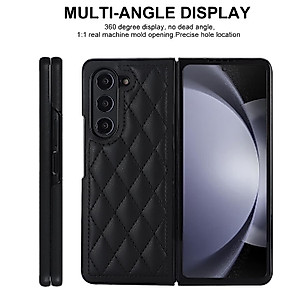 XNXCEVI for Samsung Galaxy Z Fold 5 Case, Premium Leather Back Cover Anti-Scratch Shockproof Case for Galaxy Z Fold5 5G (Black)