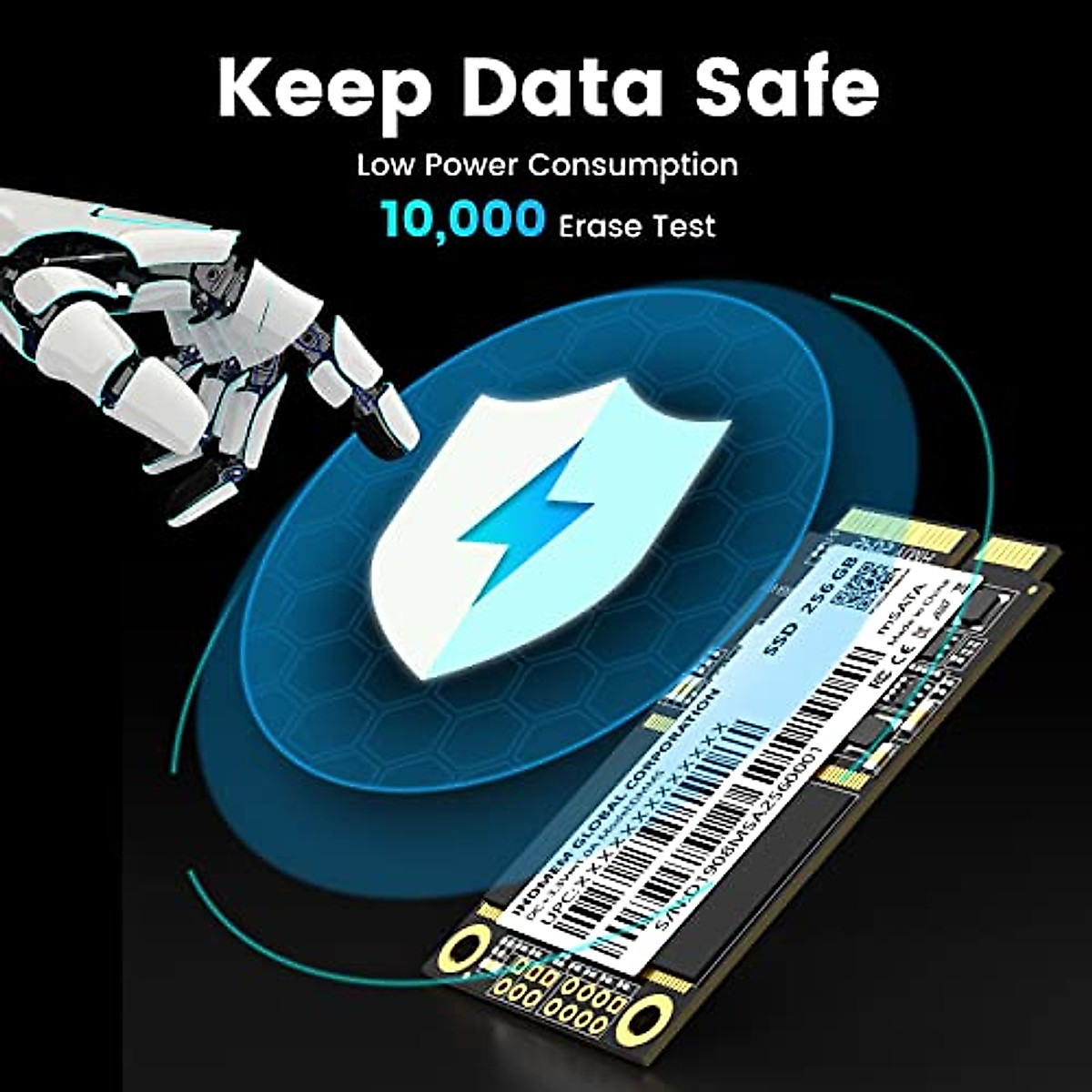 INDMEM mSATA SSD 256GB Internal Mini SATA III SSD Micro-SATA TLC 3D NAND Flash 256 GB