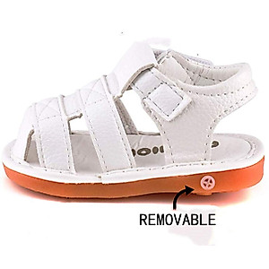 WILLFUN Baby Boy Girl Summer Infant Squeaky Sandals Premium Rubber Sole Closed-Toe Non-Slip Shoes Toddler First Walkers