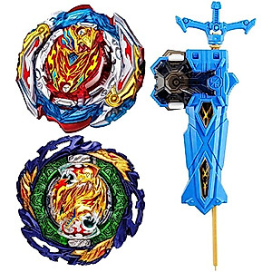 2-Piece Gyros(B-185 B-201) + 1-Piece Launcher Battle Bey Burst Set, Battling Tops, Stickers & Launchers Set, Boys Kids Birthday Party Idea 534