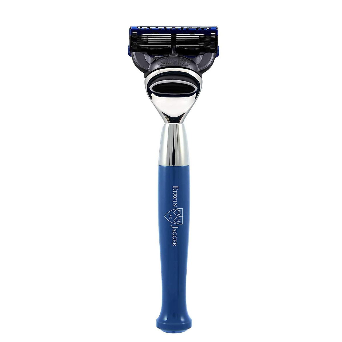 Edwin Jagger Diffusion 72 Series Blue, Chrome Plated, Compatible With A Gillette Fusion Proglide Cartridges