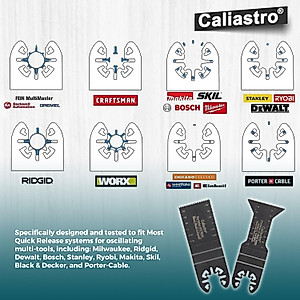 Caliastro 20 Wood Metal Professional Oscillating Multi Tool Quick Release Saw Blades with Universal Fit for Milwaukee, Ridgid, Dewalt, Bosch, Stanley, Ryobi, Makita, Skil, Black & Decker