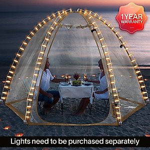 EighteenTek Sports Tent Screen House Room Greenhouse Camping Tent Canopy Gazebos 4-6 Person for Patios Large Oversize Weatherproof Pod Pop Up Tent, Cold Protection Beige 10’x10’