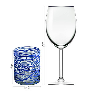 NOVICA Artisan Handblown Glass Rock Sapphire Blue Swirl Mexico Tableware Drinkware 'Sapphire Swirl'(Set of 6)
