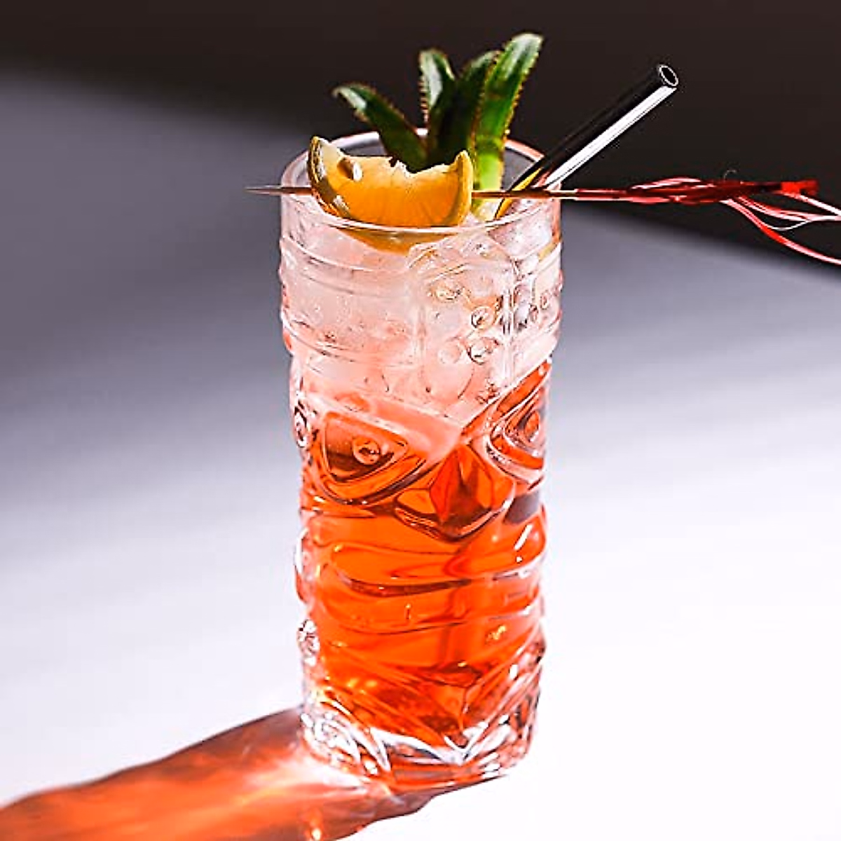 Cedilis 6 Pack 14oz Tiki Glasses Modern Bar Tiki Cup Tiki Mug, Perfect for Mai Tai, Exotic Zombie Cocktails, Tropical Island Drinks Tiki Bar Professional Hawaiian Party Barware