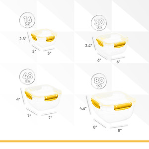 Superio Plastic Airtight Food Storage Containers, Set of 4 Sealed Clear Container Bowls with Lids, BPA Free, Rectangular, Yellow