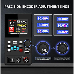 BSIDE DC Power Supply Programmable 30V 10A Adjustable Switching Regulated Lab Power Supply Small Variable Bench Power Supply with Encoder and USB DC Output Power Supply