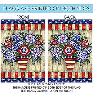 Toland Home Garden 118228 Patriotic Flowers Patriotic Flag 12x18 Inch Double Sided Patriotic Garden Flag for Outdoor House Flower Flag Yard Decoration