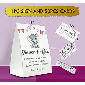 Diaper Raffle Sign,Diaper Raffle Baby Shower Game Kit (1 Standing Sign + 50 Guessing Cards),Baby Showers Decorations,Card for Baby Shower Game to Bring a Pack of Diapers-N10