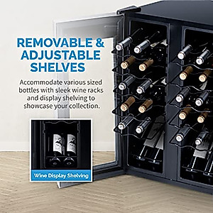 NewAir 24 Bottle Wine French Door Cooler Refrigerator | Freestanding Wine Fridge | Dual Zone, Stainless Steel, Double-Layer Tempered Glass Door, Quiet Compressor | 41F-64F Digital Temperature Control