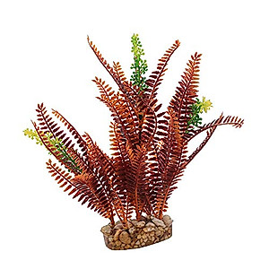 CNZ® 3 Pcs Assorted Lifelike Aquarium Plastic Plant Decoration with Gravel Base, 8-inch