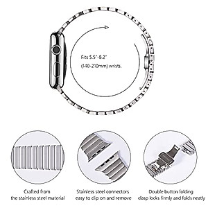 NewWays Metal Band Compatible with Apple Watch Ultra 2 Band 49mm Series 9 Series 8 45mm Series 7 44mm 42mm Ultra 49mm, iWatch Ultra SE Series8 7 6 5 4 3 2 1 Stainless Steel Link Bands, Titanium