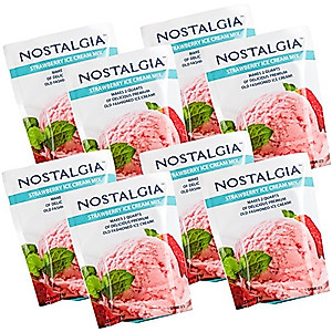 Nostalgia ICP825STRAW8PK Premium Strawberry Ice Cream Mix, 8 (8-Ounce) Packs, Makes 16 Quarts Total