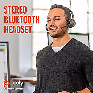 Poly - Voyager 4320 UC Wireless Headset + Charge Stand (Plantronics) - Headphones w/Mic - Connect to PC/Mac via USB-A Bluetooth Adapter, Cell Phone via Bluetooth-Works w/Teams (Certified), Zoom&More