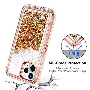 Coolden Case for iPhone 11 Pro MAX Cases Protective Glitter Case for Women Girls Cute Bling Sparkle Heavy Duty Hard Shell Shockproof TPU Case for 2019 Release 6.5 Inches iPhone 11 Pro MAX, Rose Gold