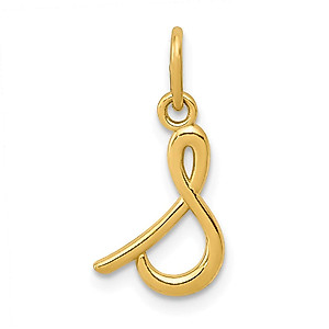 Solid 14k Yellow Gold Cursive S Initial Letter Alphabet Charm Pendant
