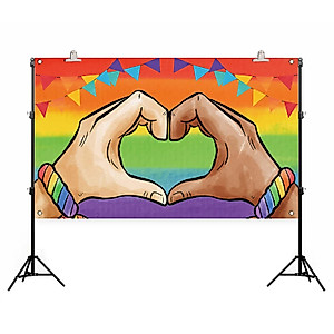 LGBTQ+ Gay Pride Backdrop Pride Flag Decor Gay Lesbian Bisexual Transgender Pride Day Month Parade Rainbow Party Decoration and Supplies for Home