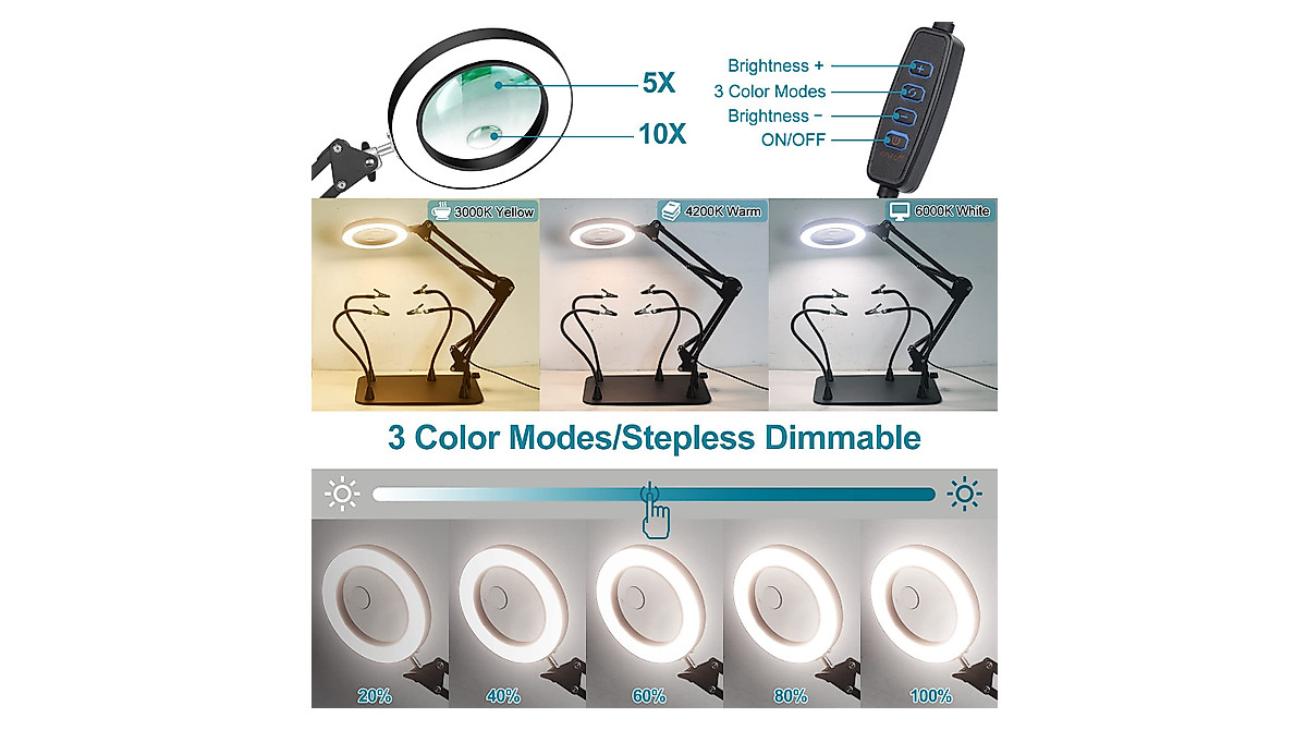 NAKOOS 5X & 10X Magnifying Glass with Light