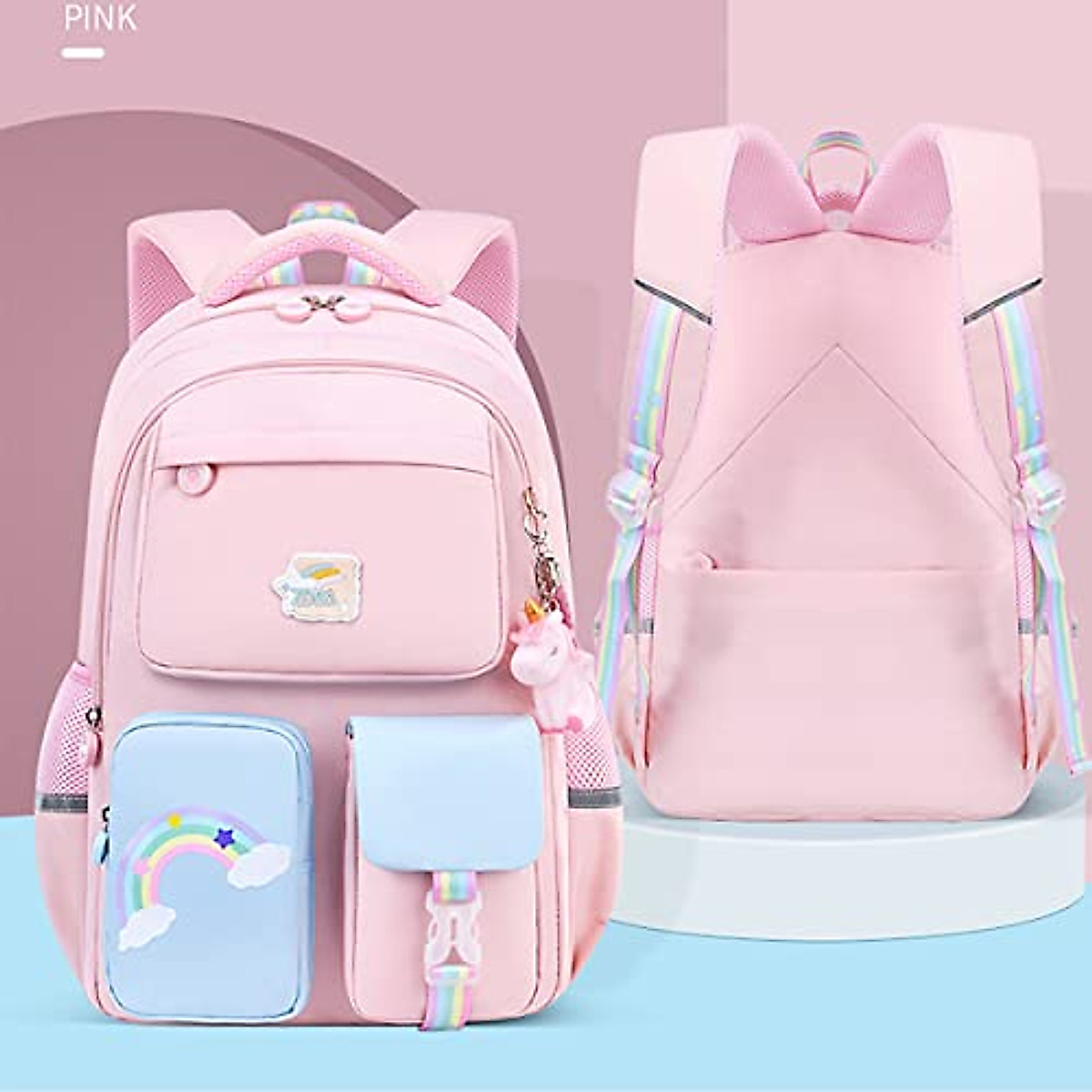 Unicorn Girls Backpack Cute Laptop Backpacks Casual Durable Lightweight Travel Bags Waterproof Bookbag For School (pink)