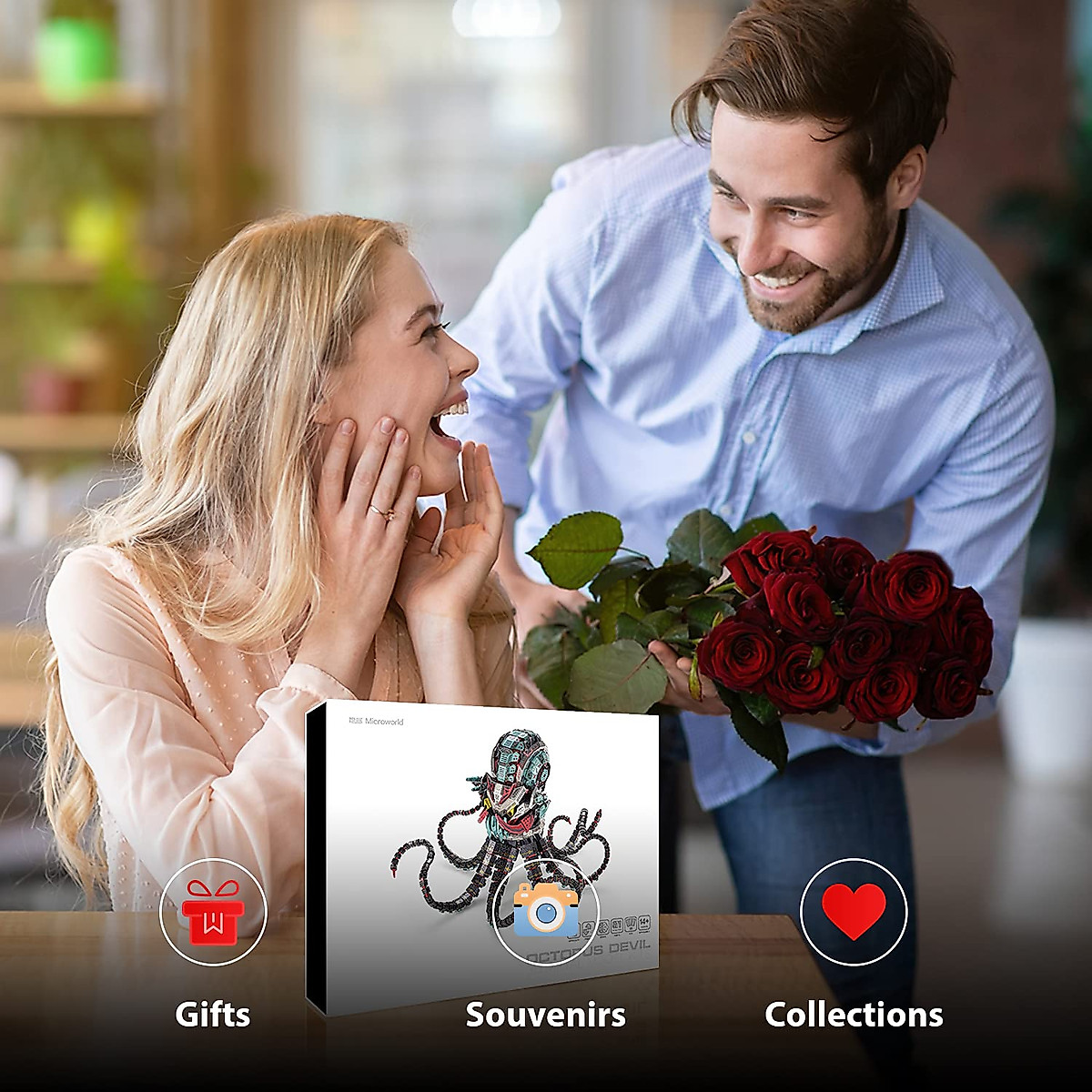 Microworld 3D Metal Puzzle, Mechanical Octopus Devil Challenge Metal Model Kits, Metal Kits Brain Teaser DIY Art Craft Home Decor Gift Toys for Adult Men